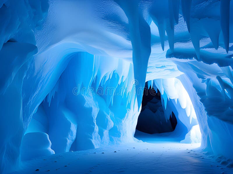 Ice Cave in Winter Mountain Stock Illustration - Illustration of water ...