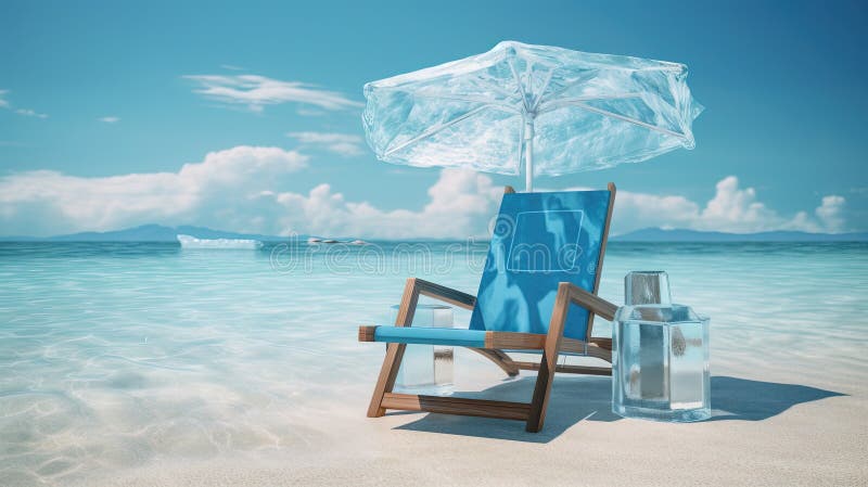 Ice Chair on the Beach, Refreshing Concept. Vacation on the Hot Shore ...