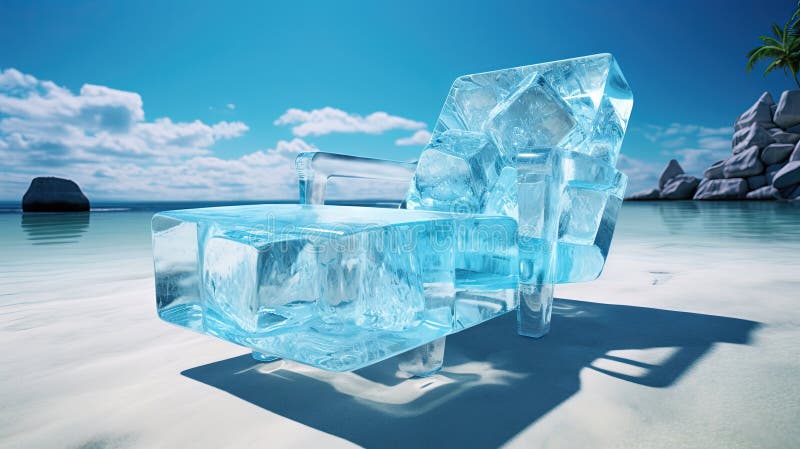 Ice Chair on the Beach, Refreshing Concept. Vacation on the Hot Shore ...
