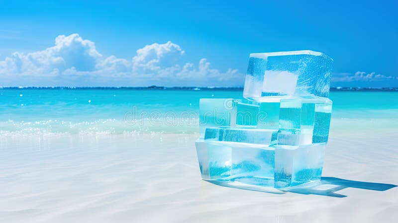Ice Chair on the Beach, Refreshing Concept. Vacation on the Hot Shore ...