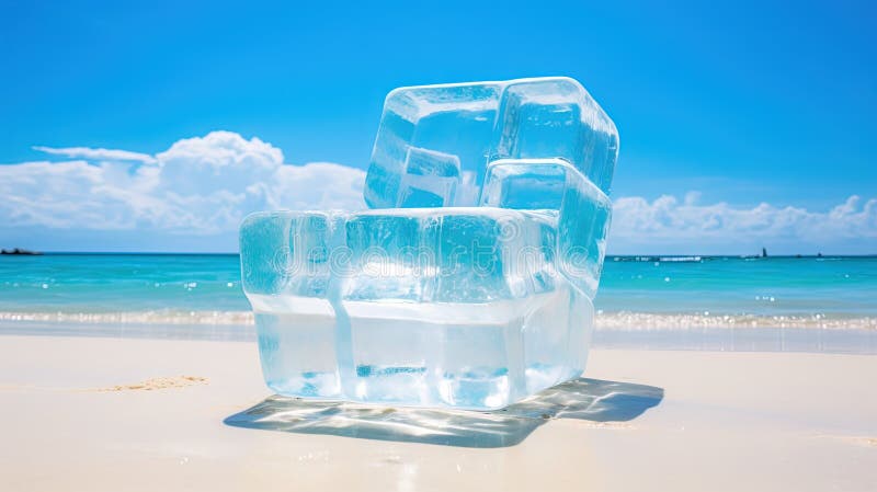 Ice Chair on the Beach, Refreshing Concept. Vacation on the Hot Shore ...