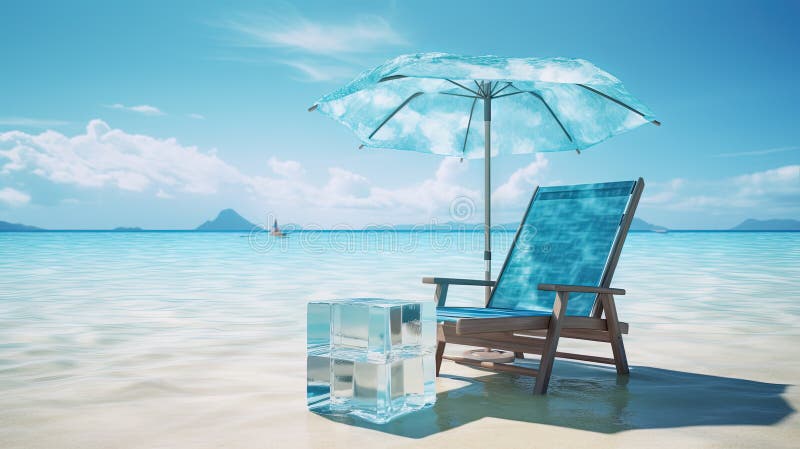 Ice Chair on the Beach, Refreshing Concept. Vacation on the Hot Shore ...