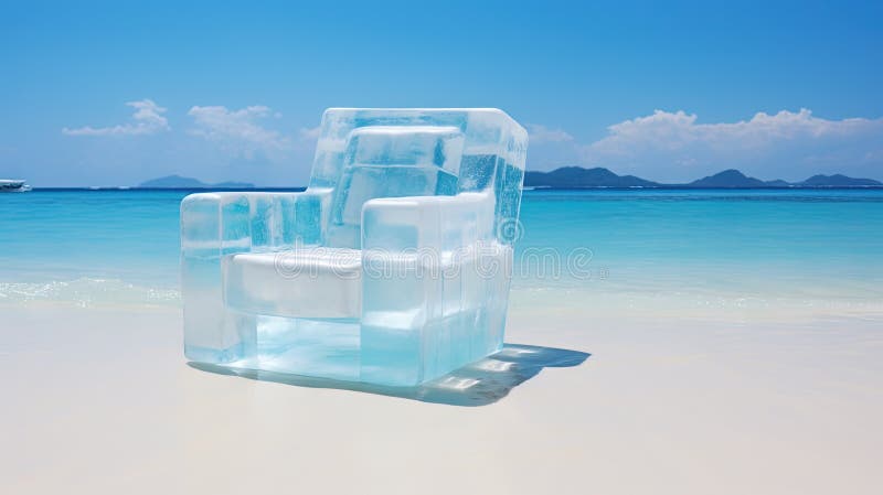 Ice Chair on the Beach, Refreshing Concept. Vacation on the Hot Shore ...
