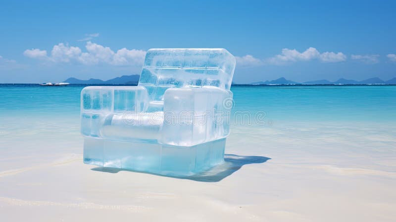 Ice Chair on the Beach, Refreshing Concept. Vacation on the Hot Shore ...