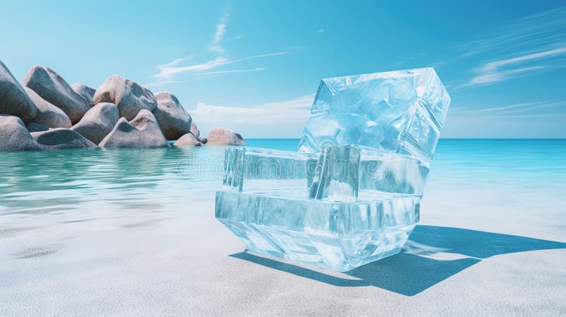 Ice Chair on the Beach, Refreshing Concept. Vacation on the Hot Shore ...