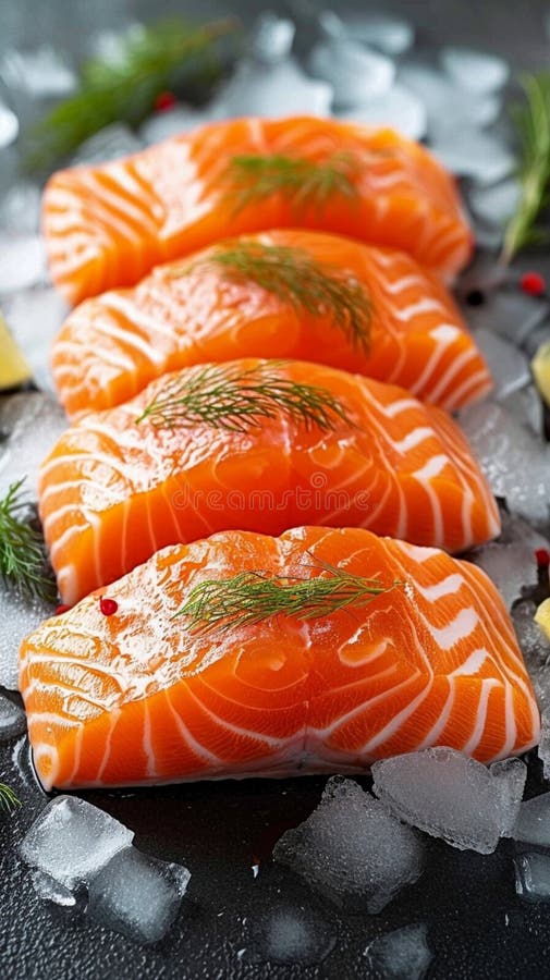 Ice Chilled Salmon Fillet, a Cool and Appetizing Presentation for ...