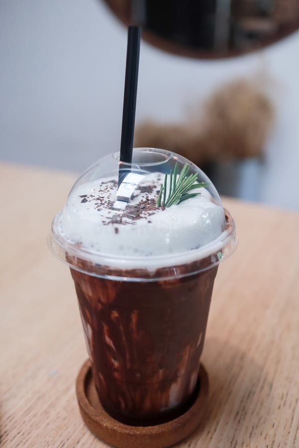 Ice Chocolate or Cocoa in Take Away Cup Stock Photo - Image of beverage ...