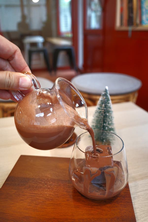 Ice chocolate in a cup stock photo. Image of breakfast - 363641932