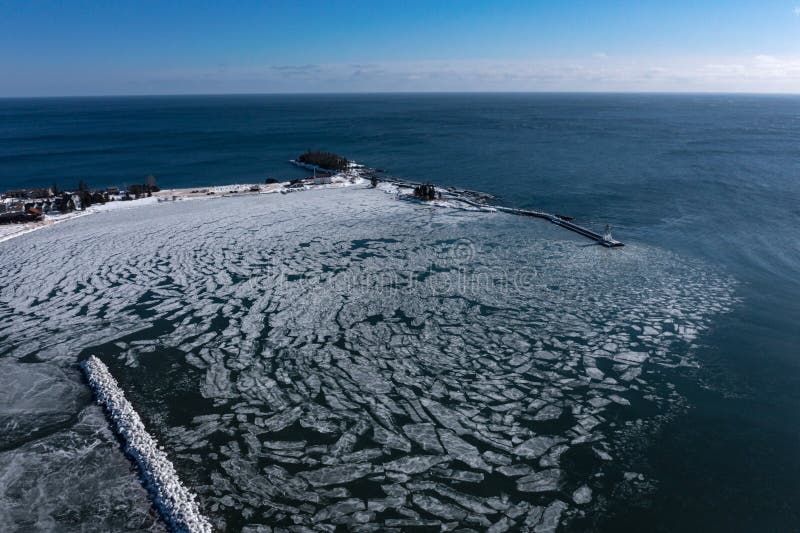 Ice Chunks Float in Inner Harbor of Two Harbors Minnesota USA Stock ...