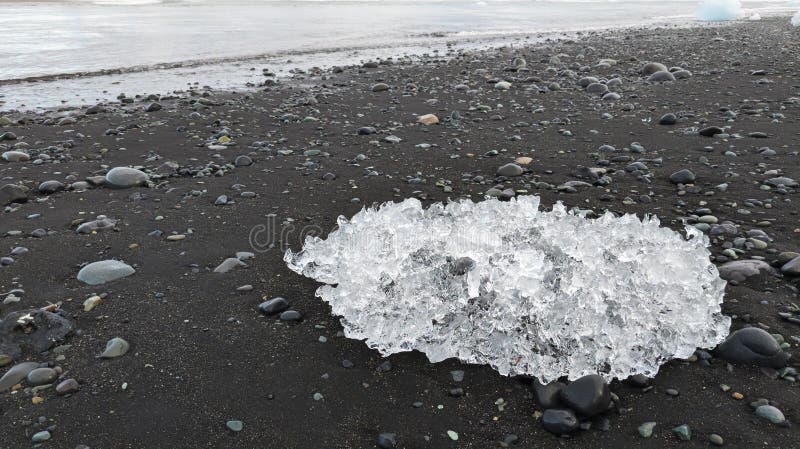 Ice Chunks on the Ground on Diamond Beach Stock Image - Image of white ...