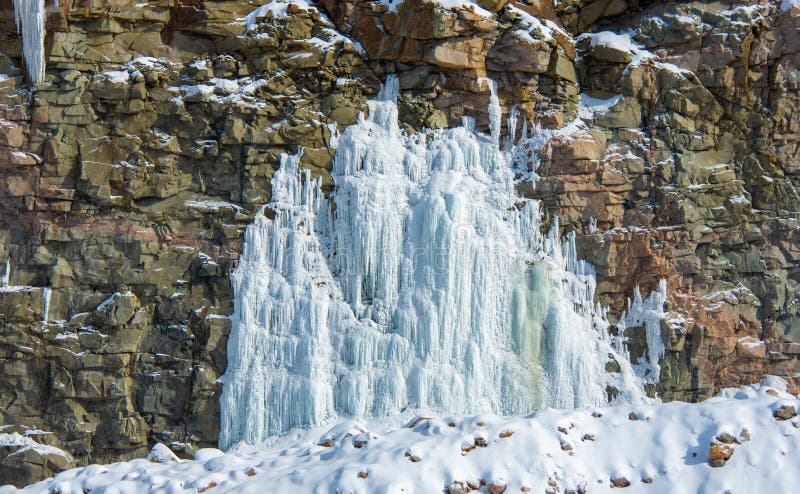 Ice on the Cliff of a Quarry Stock Photo - Image of america, field ...