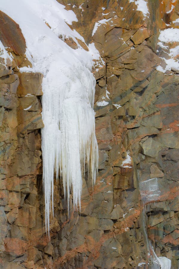 Ice on the Cliff of a Quarry Stock Photo - Image of road, stone: 209762892