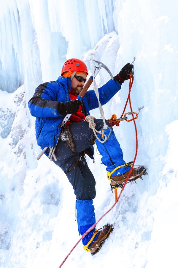 Ice Climber Climbing a Glacier Stock Image - Image of climber, extreme ...