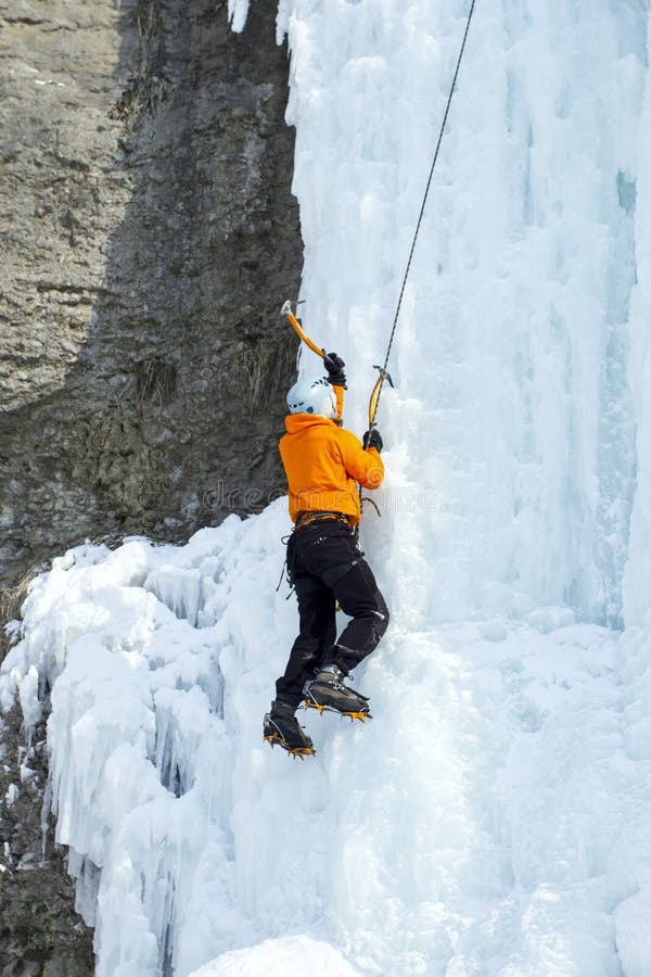 Ice climbing. stock photo. Image of active, outdoor, alps - 76604472