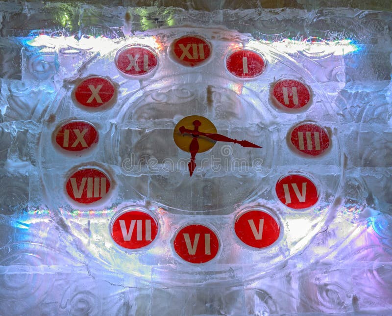 Ice clock stock photo. Image of cold, year, dial, glacial - 99633824