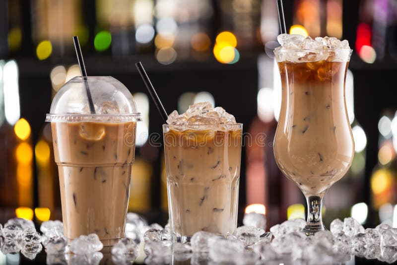 Ice coffee on bar desk stock photo. Image of cold, irish - 54262044