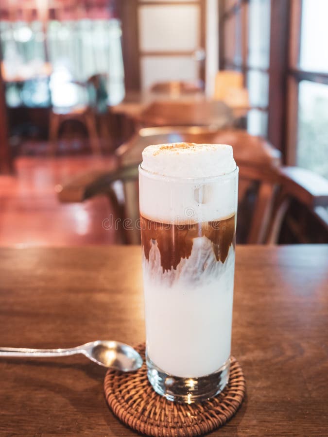 Ice Coffee on Old Wooden Table in Cafe, Restaurant or Bar Stock Photo ...