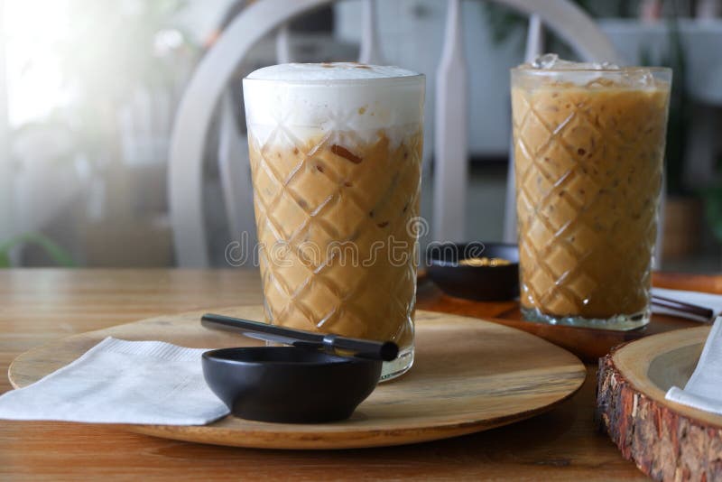 Ice coffee in coffee shop. stock image. Image of drink - 129485091