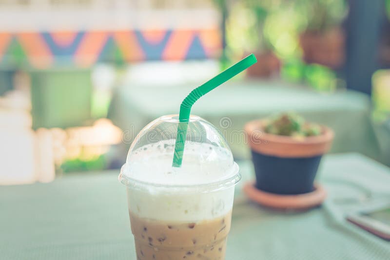Ice coffee on table stock photo. Image of cold, fresh - 71944680