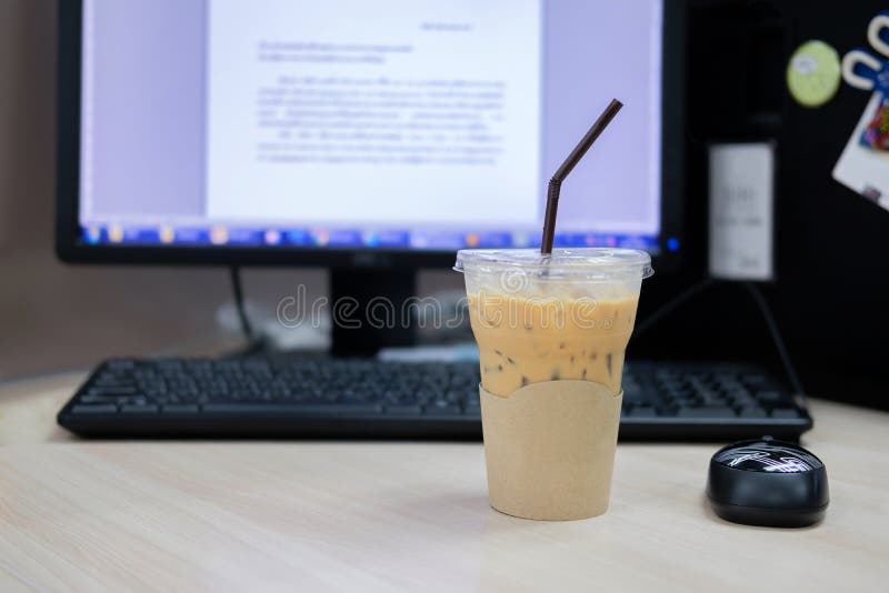 Ice coffee on the table. stock image. Image of cappuccino - 84234171