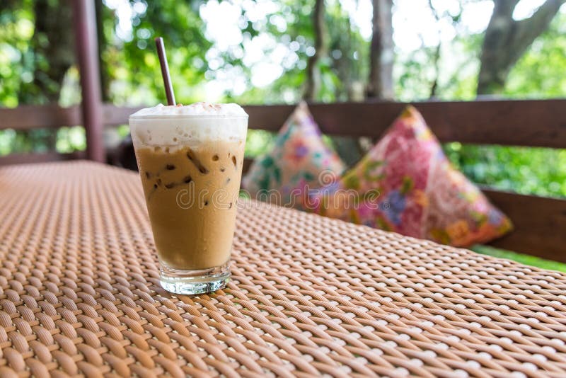 Ice Coffee on Table at Nature. Stock Photo - Image of view, summer ...