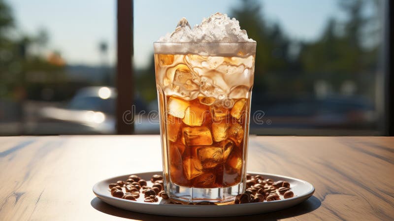 Ice Coffee. Ice Coffee in Tall Glass. Generative AI. Stock Illustration ...