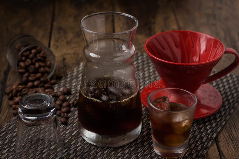 Ice Coffee V60 & milk stock image. Image of brown - 177067555