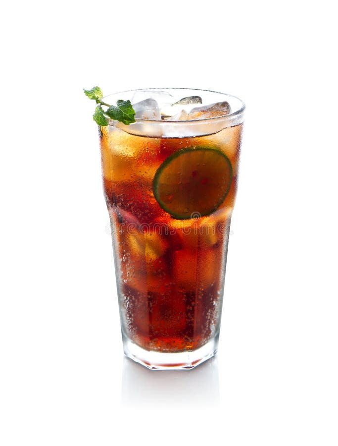 Ice Cola with Lemon and Mint Leaves with Clipping Path Stock Image ...