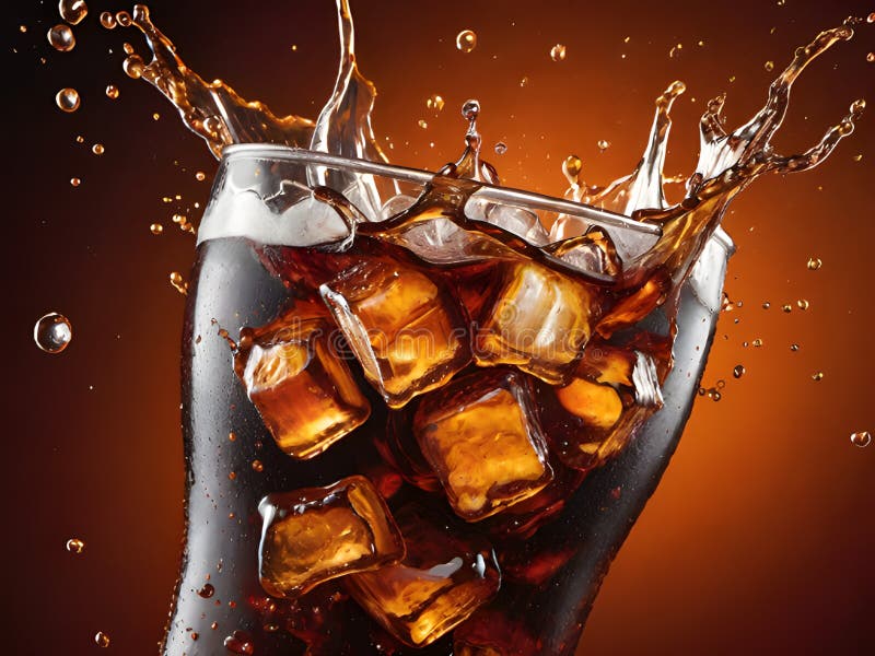 Ice cola splash in a glass stock illustration. Illustration of ...
