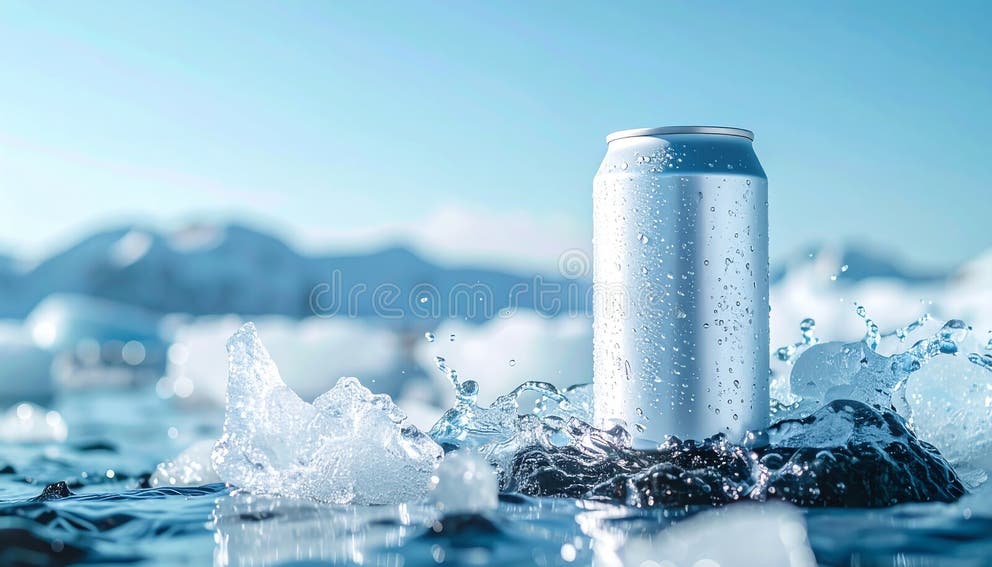 Ice Cold Can in Glacial Water Stock Photo - Image of drops, chilled ...