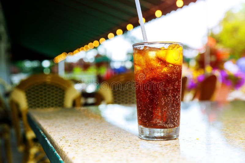 Ice Cold Cola with Drinks a Lemon on Cocktails an Outdoor Stock Image ...