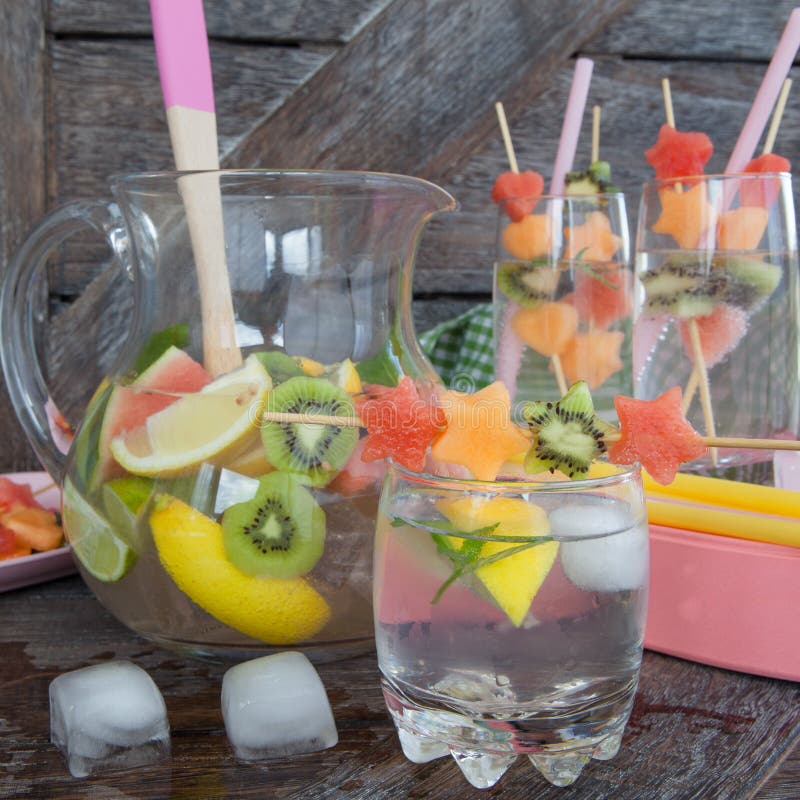 Ice cold drink with fruits stock photo. Image of juicy - 114719616