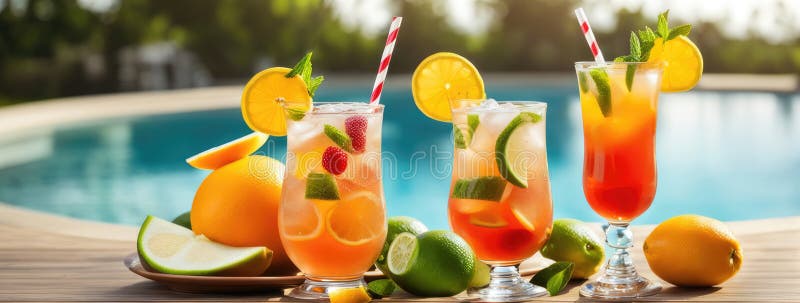 Refreshing Summer Drink by the Pool Stock Photo - Image of beverage ...