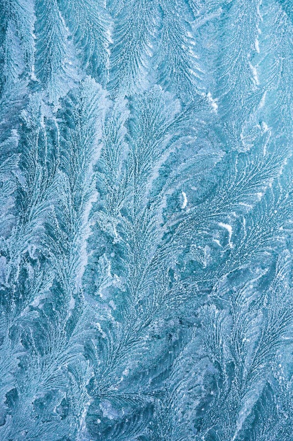 The Ice-cold Frost Forms Ice Crystals in Beautiful Unique Patterns ...