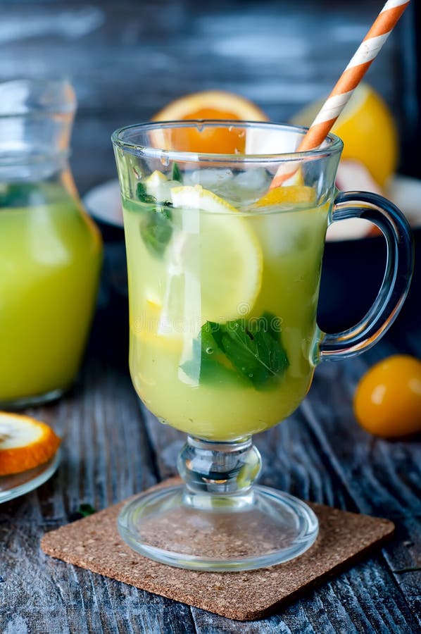 Ice Cold Lemonade with Mint Stock Image - Image of healthy, fruity ...