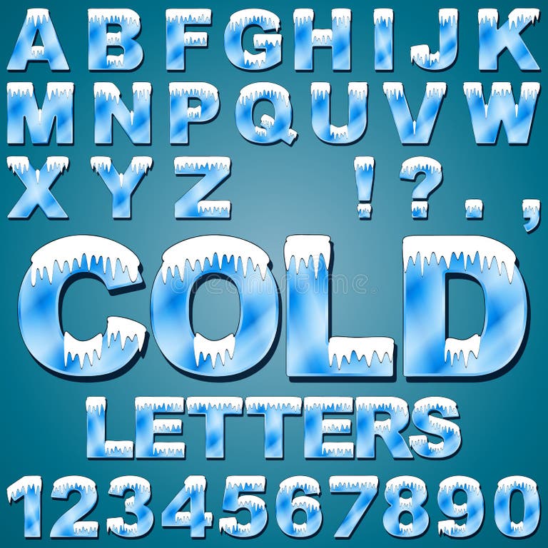 Ice Cold Letters stock vector. Illustration of text, blue - 35343788