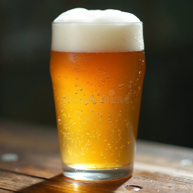 Ice Cold Pint of Golden Beer with Thick Foamy Head Stock Illustration ...