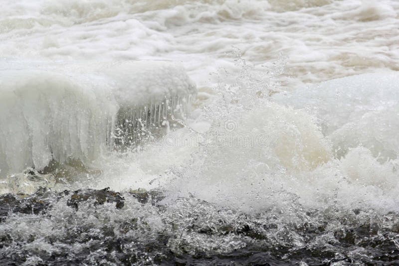 Ice Cold Water Splashes from Flowing River Stock Image - Image of rough ...
