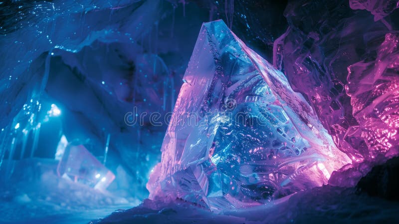 Ice Cone with Sharp Edge with in Blue Color Ice Cave in the Tropical ...