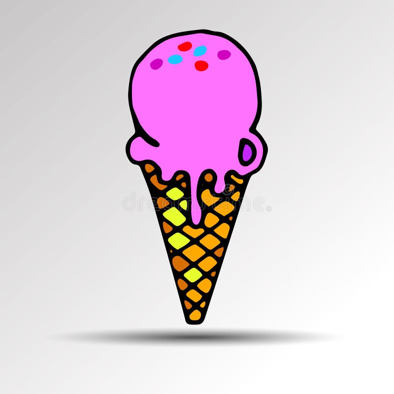 Ice Cone Vector Snack Summer Cold Dessert Lettering Calligraphy Stock ...