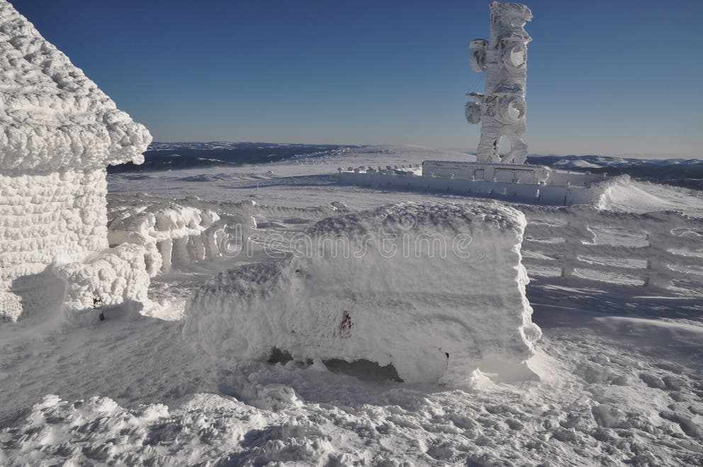 Ice-covered Meteorological Station Stock Photo - Image of fresh, clear ...