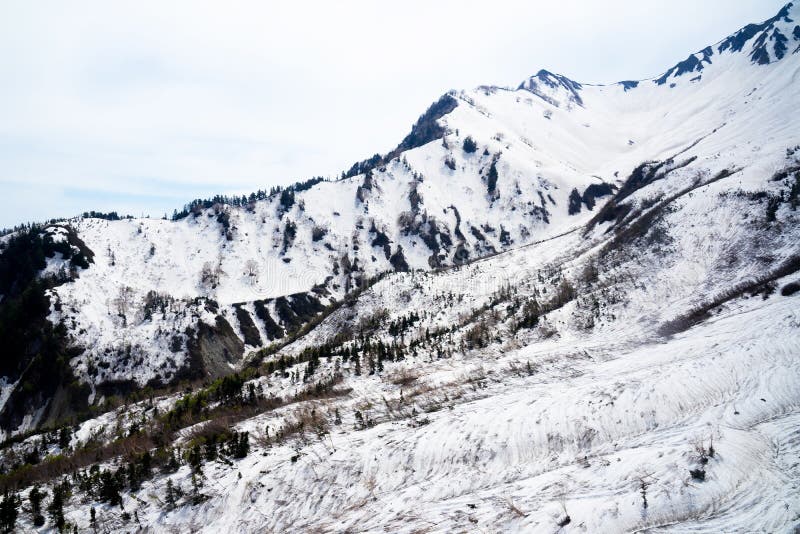 Ice Covered Mountains Near the River in the Cold Stock Photo - Image of ...