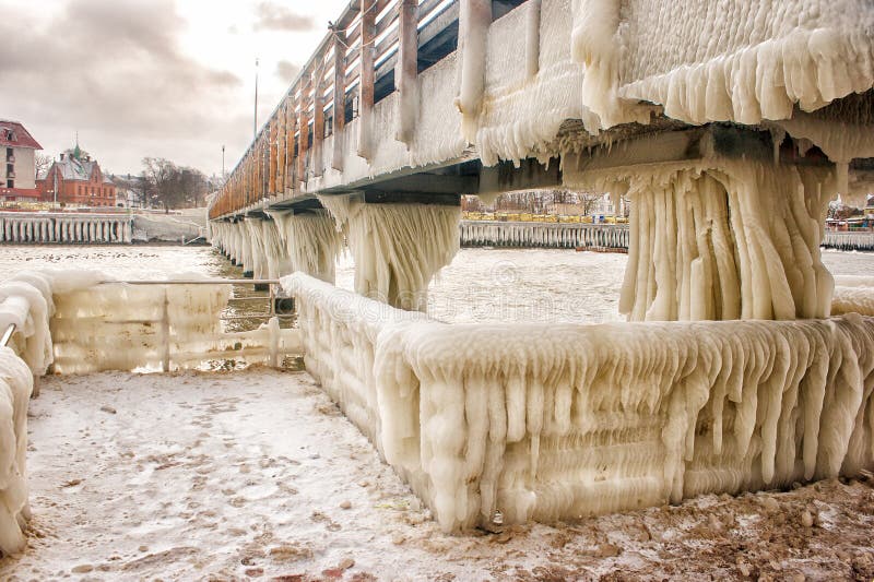 Ice Covered Pier stock image. Image of temperature, blue - 18387765