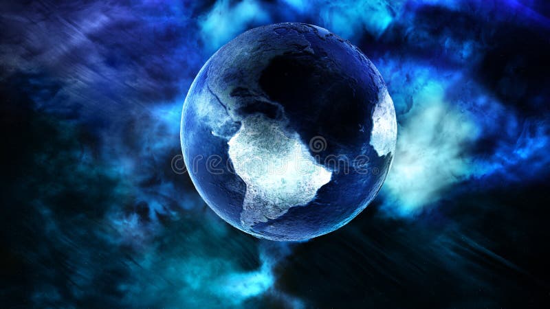 Ice Covered Planet Earth In Cold Space Stock Illustration ...