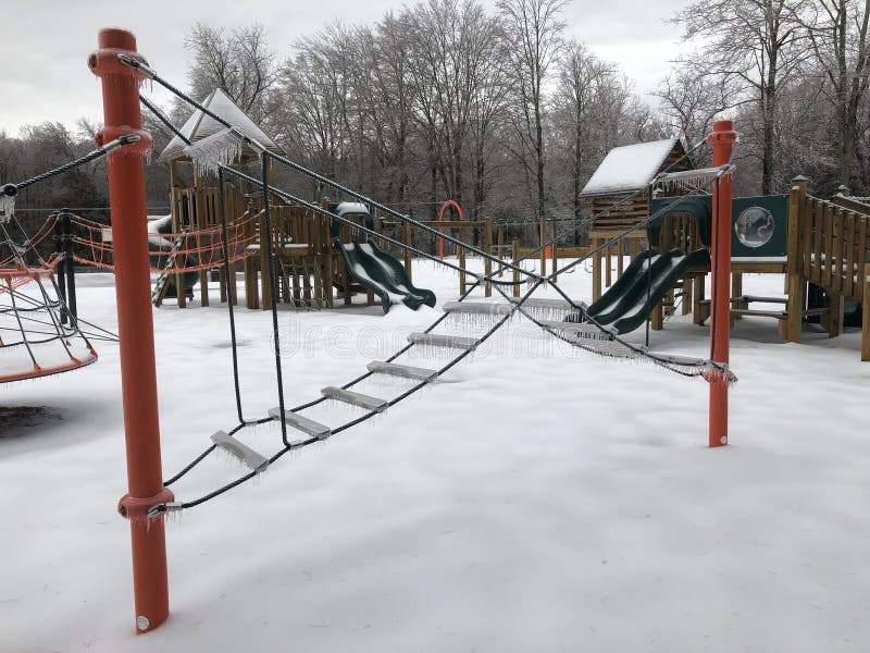 Ice covered playground stock photo. Image of storm, nature - 137553112