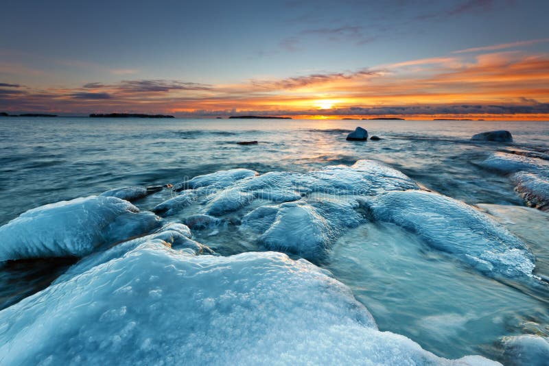 Ice covered rocks stock image. Image of seascape, frozen - 49068465