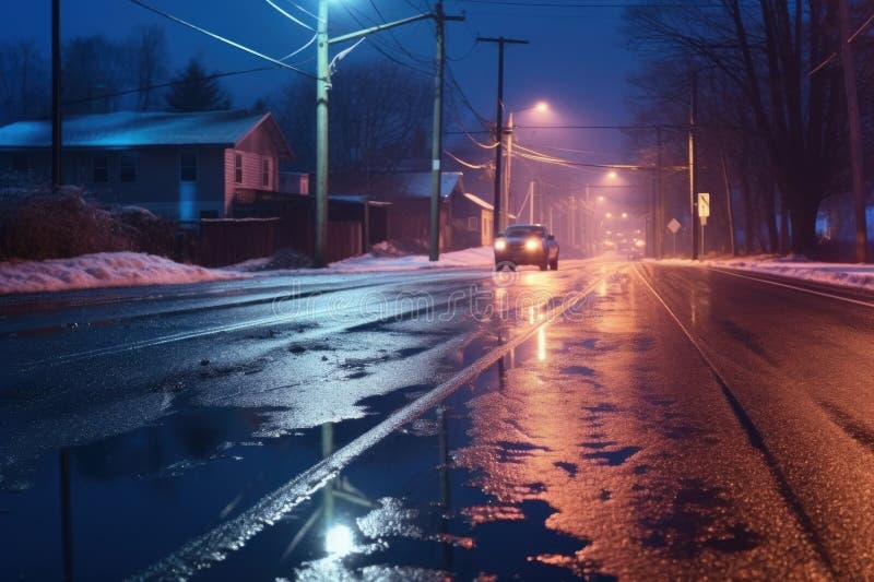 Ice-covered Street with Skid Marks from Tires Stock Illustration ...