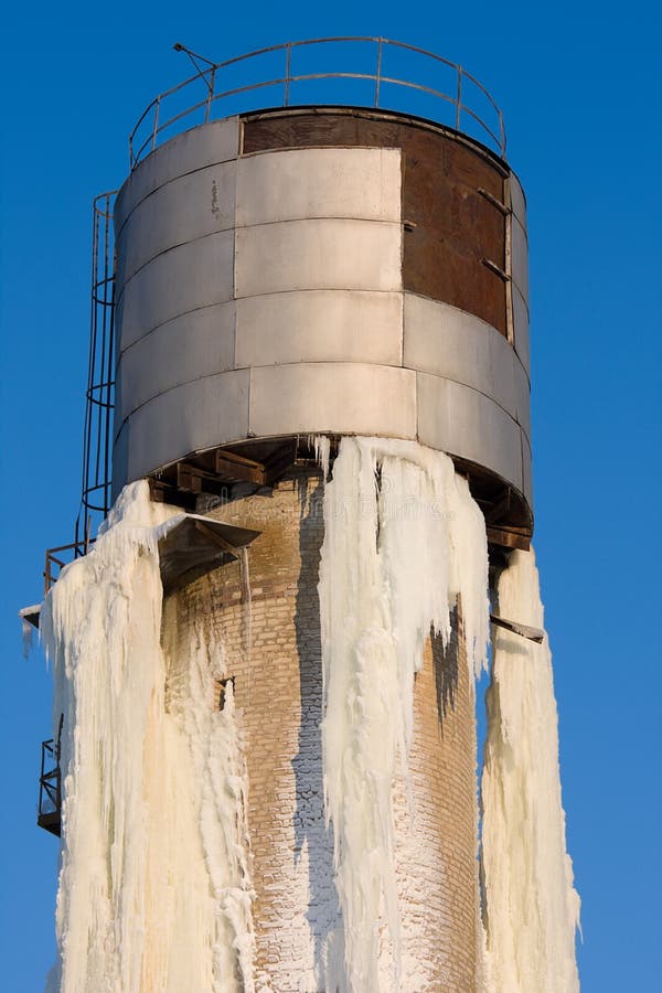Ice-covered water tower stock photo. Image of icicle - 14079572