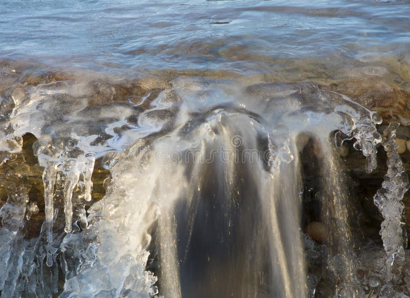 Ice Covering a Running Cascade Stock Photo - Image of drips, frozen ...