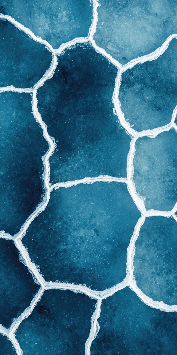 Ice Crack Patterns Create Abstract Art in a Solid Blue Background Stock ...